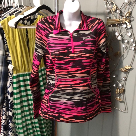 Fila | Jackets & Coats | Fila Pink Zebra Half Zip Jacket Size Small ...